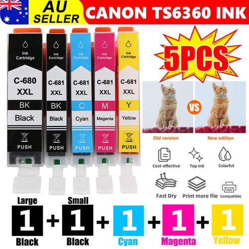 5pcs Inks Cartridges For Canon TS6360 Ink CLI-681XXL PGI-680XXL TS6160 ...
