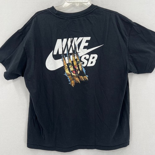 Nike SB T-Shirt Men's XL Loose Fit Black Cat Scratch Skateboarding Tee ...