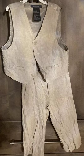 KENNETH COLE BOYS BEIGE KHAKI 2 PIECE VEST PANTS DRESSY SUIT SET SIZE ...