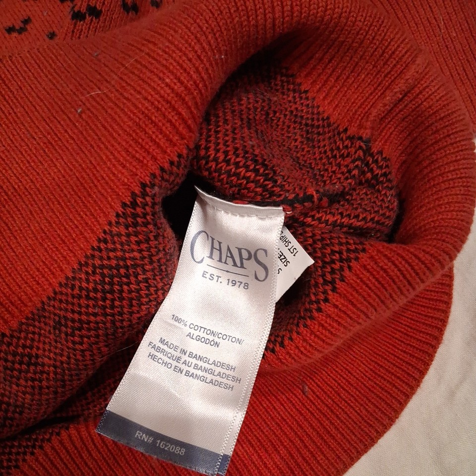 Chaps Sweater Mens XL Red Cotton Fair Isle Polar Bears Crew Neck ...