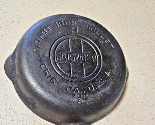 Vintage Griswold Cast Iron Skillet # 3 - PA, USA 709-A - Large Block ...