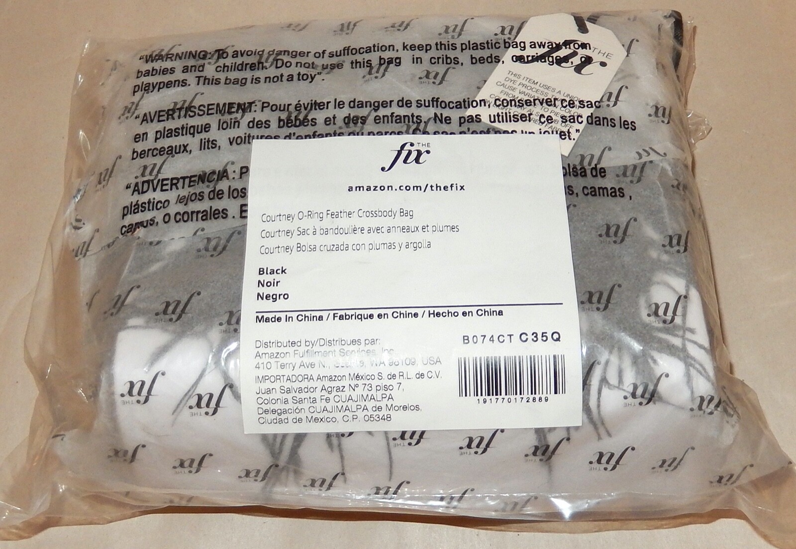 The Fix Courtney O Ring Feather Cross-Body Bag, Black | eBay