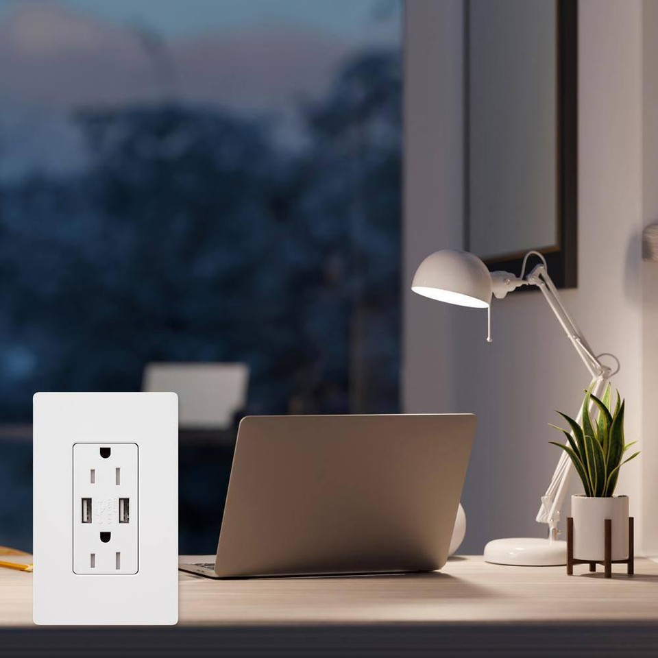 Lutron USB Duplex Outlet 15A Tamper-resistant Commercial, Residential ...