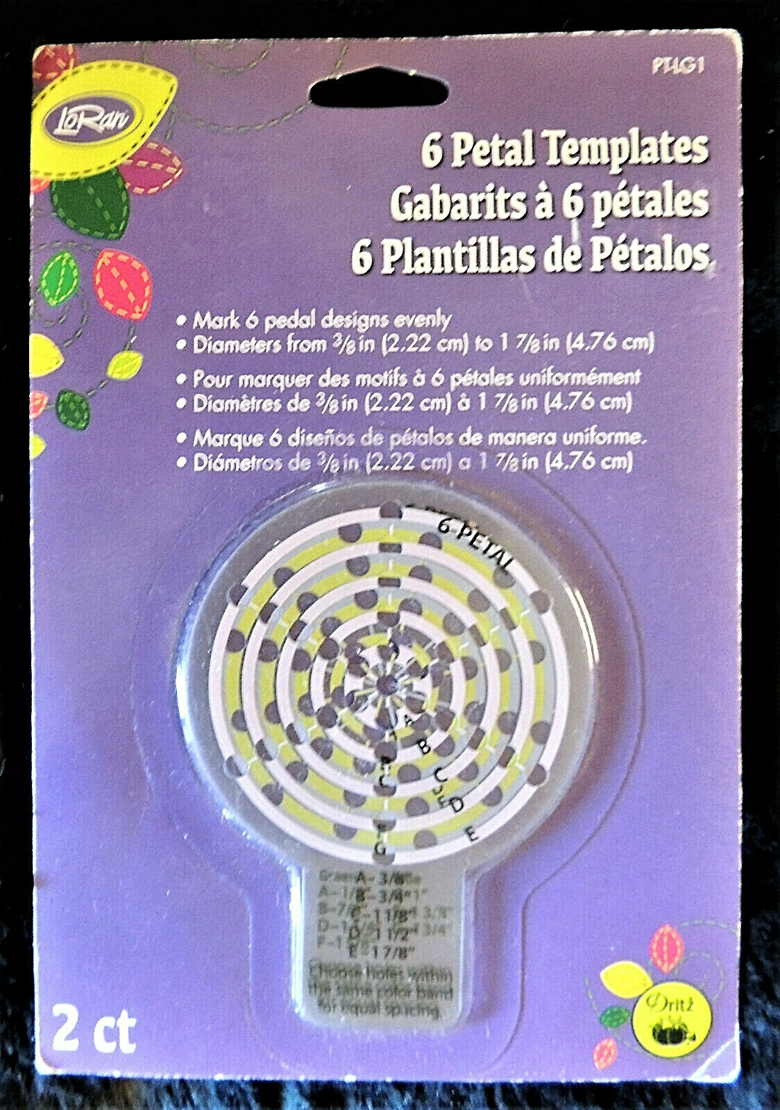 2ct 6 Petal Templates Large LoRan/Dritz #PT-LG1 Durable Plastic Sewing ...