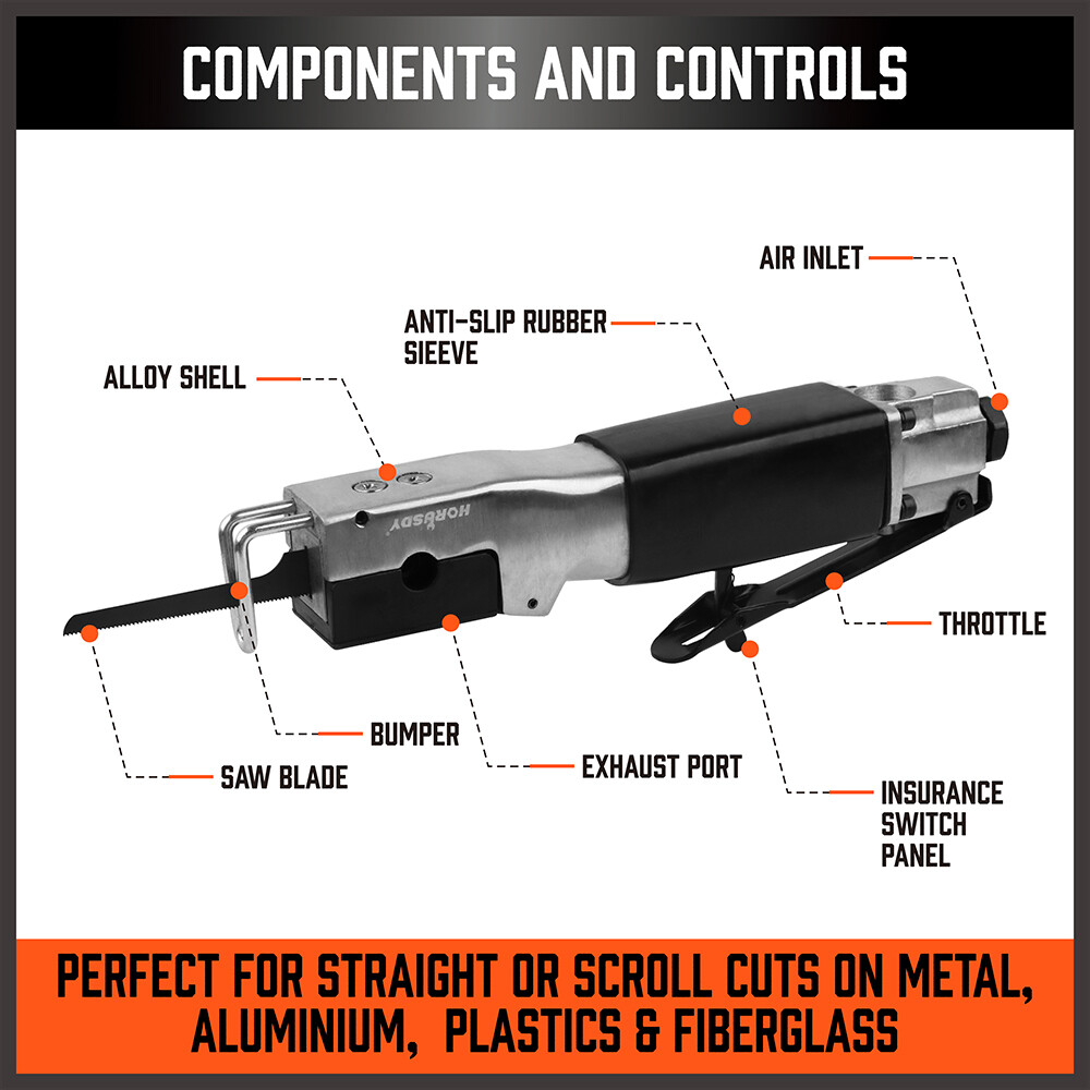 Air Reciprocating Saw Pneumatic Body Saw Tool Blades Heavy Duty Hacksaw ...