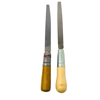 2 Pcs Nicholson Hand File Tool Equipment, Wood Handle, Made in USA | eBay
