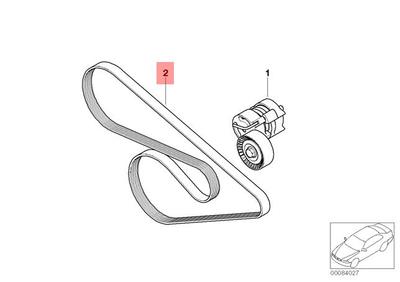 Genuine BMW E46 E81 E82 E85 E87 E87N V Ribbed belt 6PK X 1637 OEM ...