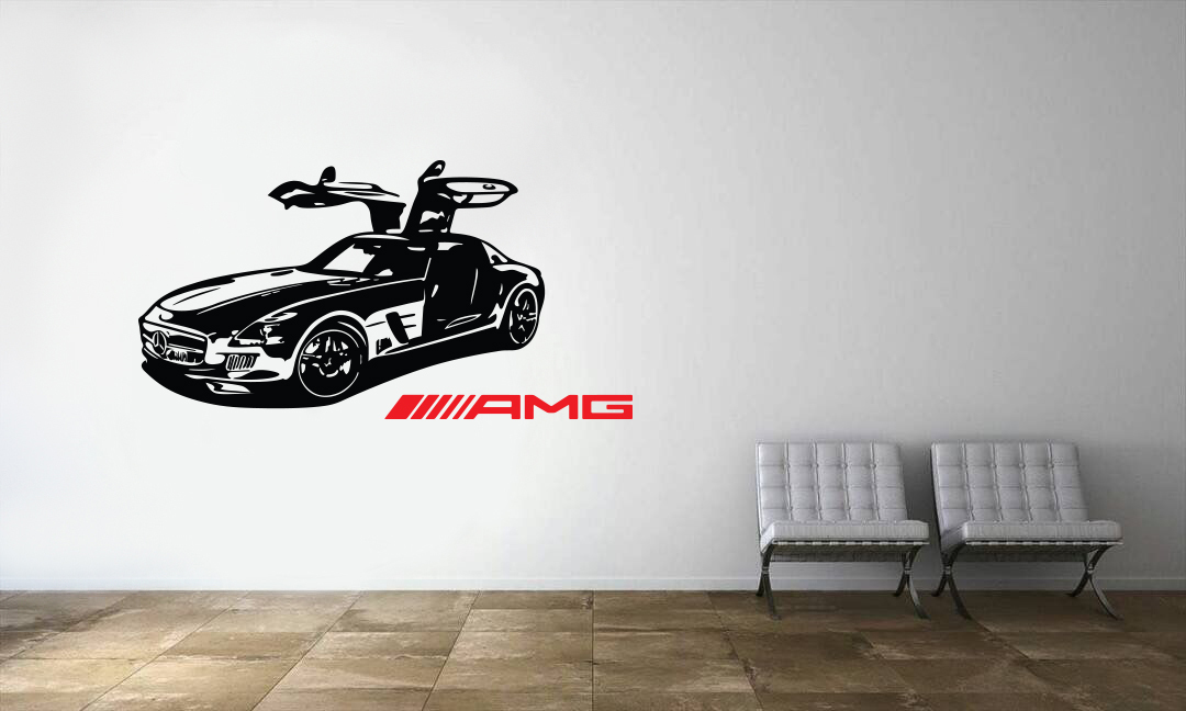 Mercedes-Benz SLS AMG Sport Racing Car Wall Decal Mural Vinyl Sticker ...