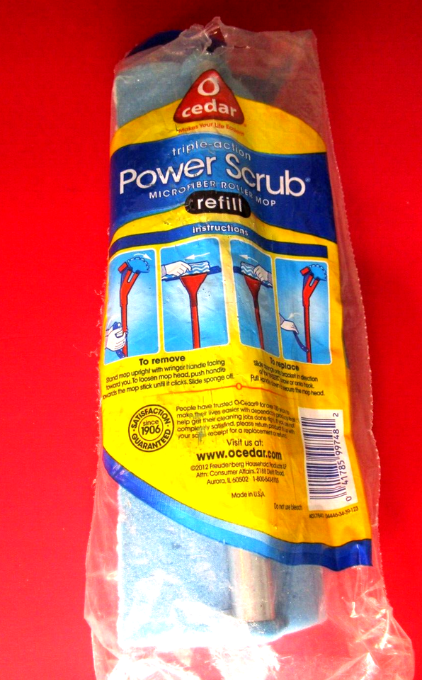 NEW~O Cedar Triple-Action Power Scrub Microfiber Roller Mop Refill ...