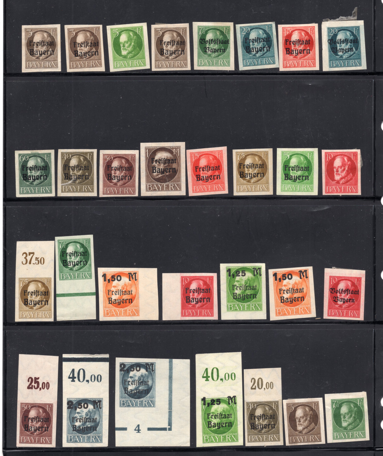 30pc GERMANY GERMAN STATES BAVARIS IMPERF STAMPS BAYERN OVERPRINT ...