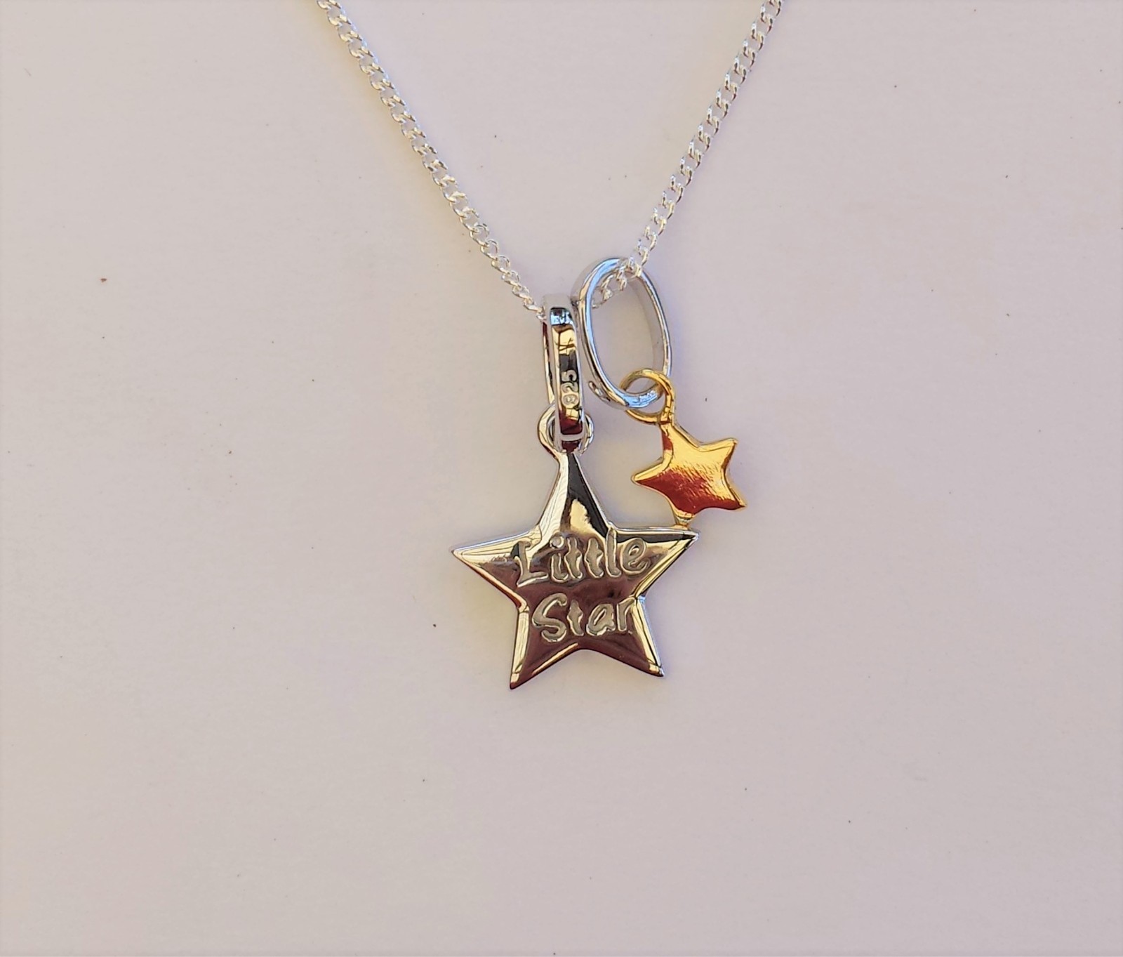 Solid 925 Sterling Silver "Little Star" Pendant With 925 Silver Chain ...