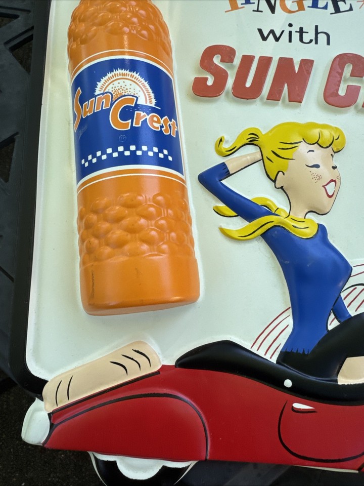 Vintage Sun Crest Soda Bottle Sign Advertising Sun Crest 13 X 11 | eBay