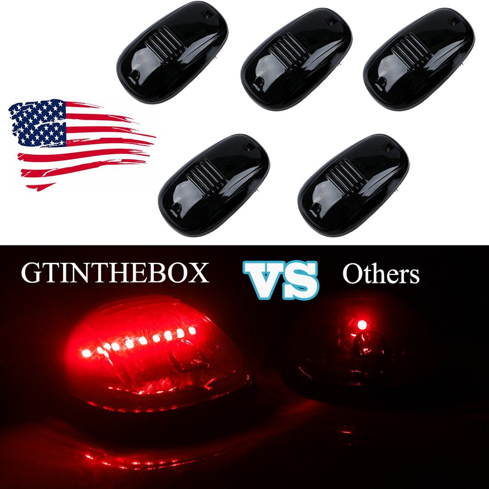 5Pcs Red Smoked LED Cab Roof Running Marker Lights For Car Truck SUV ...