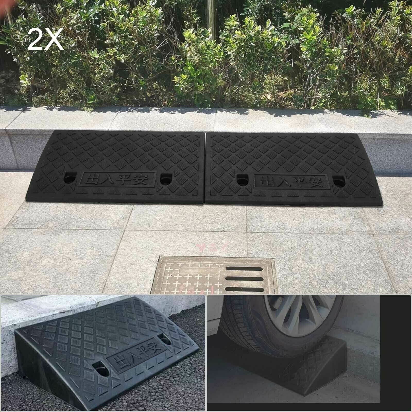 1/2pcs Kerb Curb Ramp Rubber Vehicle Slope Garage Ramps Car Wheelchair ...
