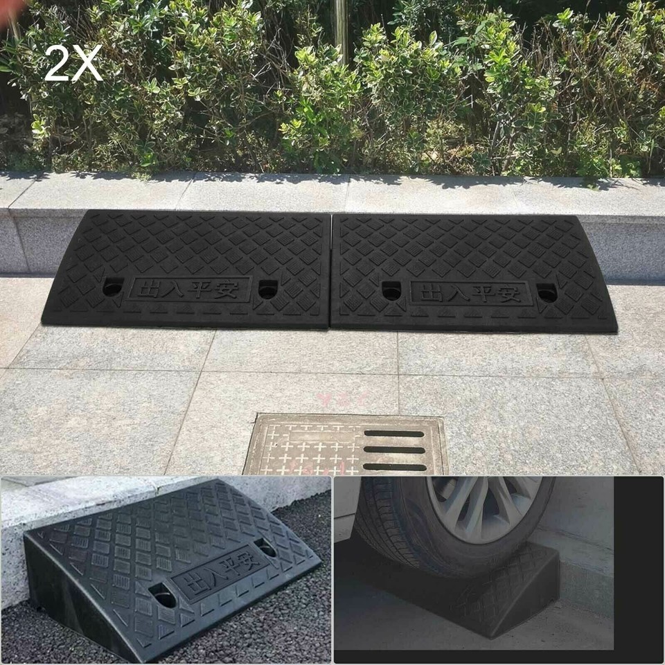 1/2pcs Kerb Curb Ramp Rubber Vehicle Slope Garage Ramps Car Wheelchair ...