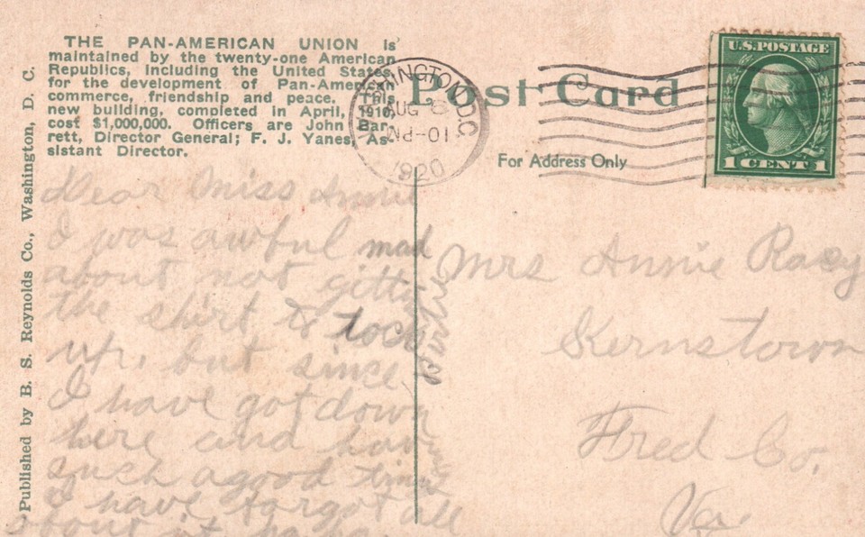Postcard Washington DC Pan American Union 1920 White Border Vintage PC ...