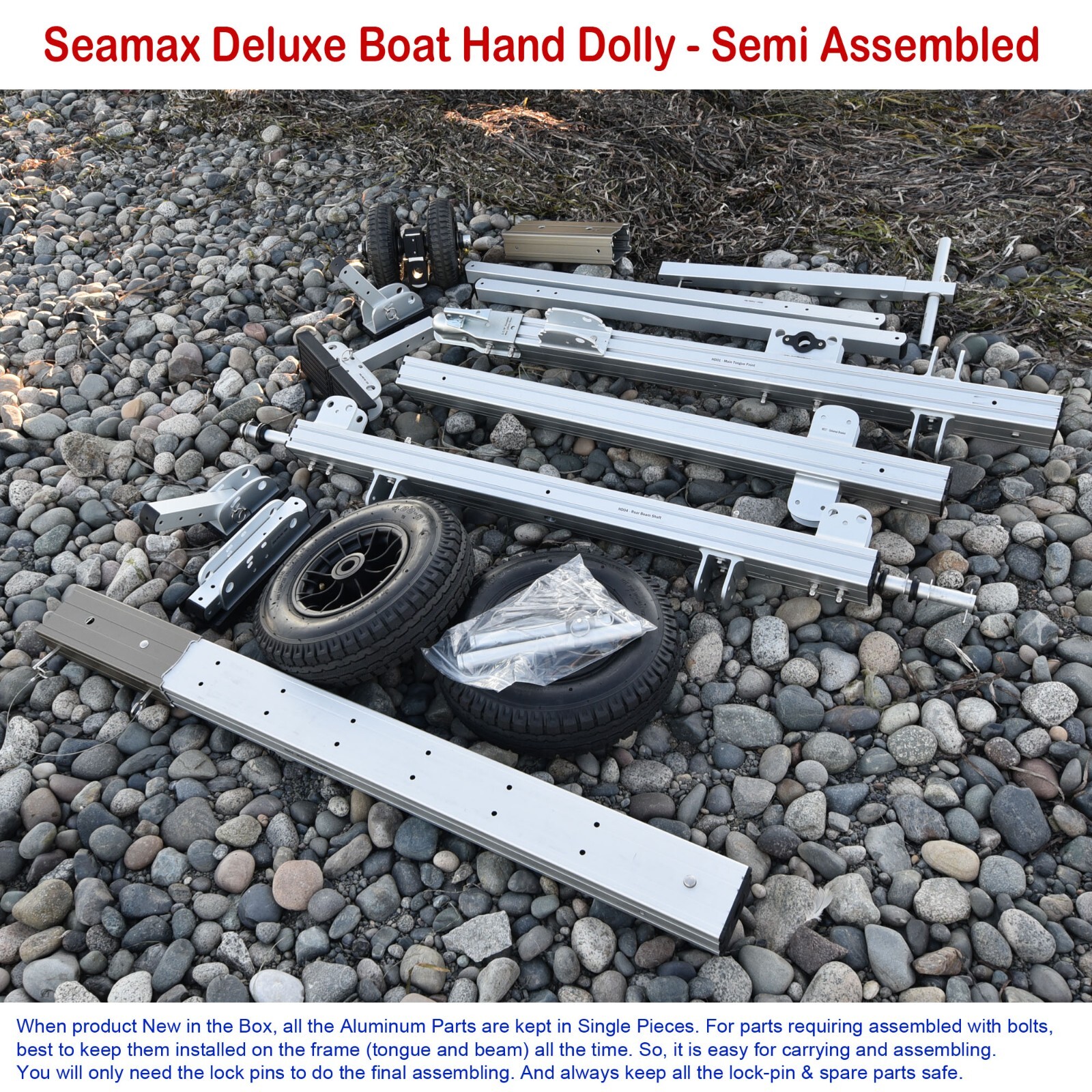 Seamax Deluxe New Aluminum Portable Boat Carry and Launching Hand Dolly ...