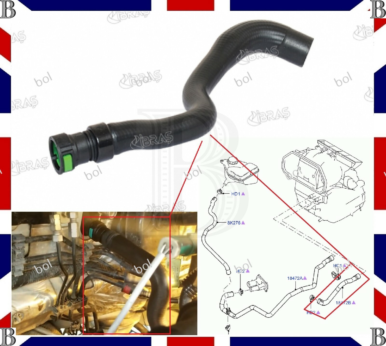 FITS FORD FIESTA MK5 FUSION 1.25 1.4 1.6 MAZDA 2 HEATER WATER HOSE PIPE ...