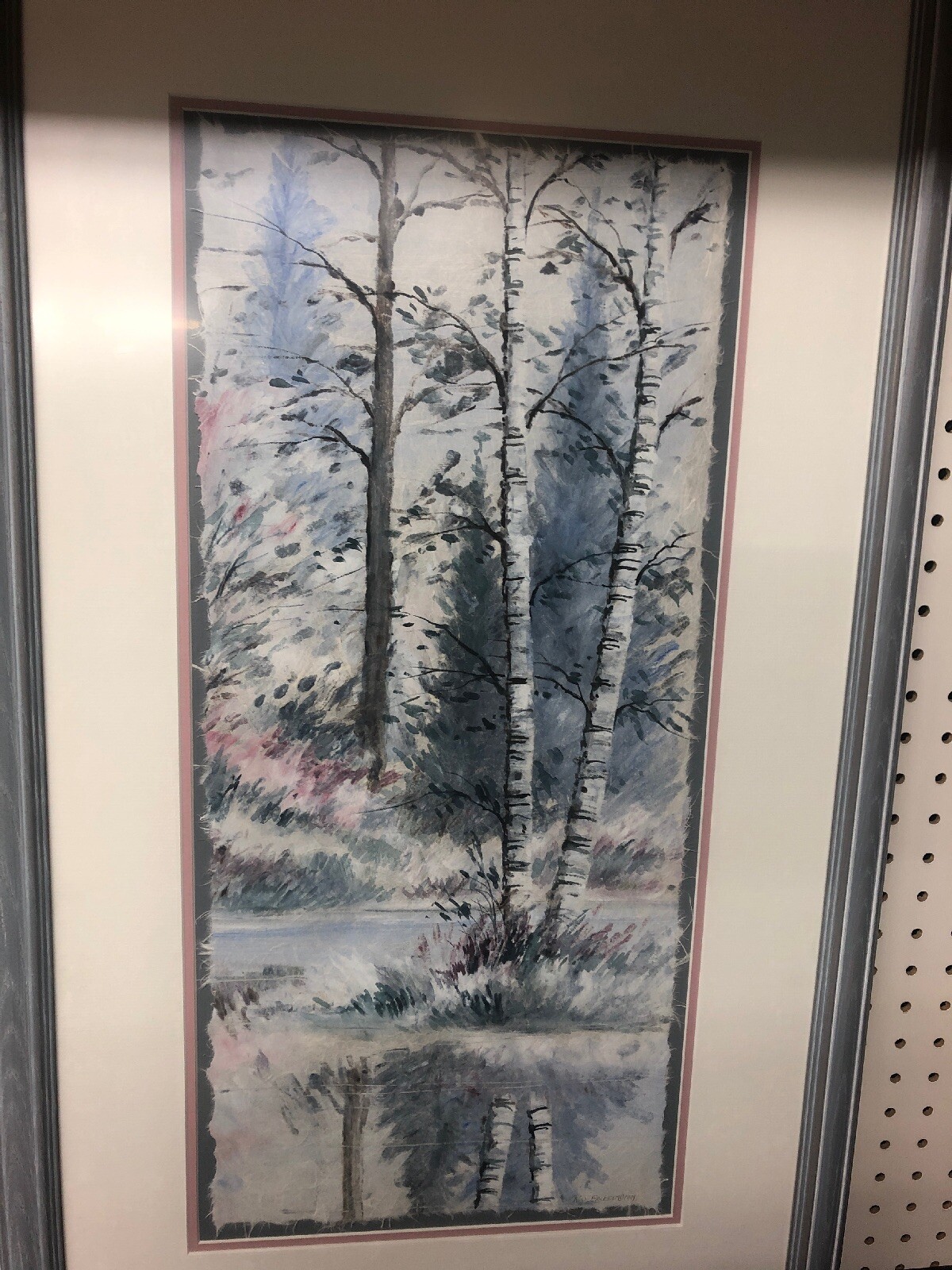 Russ Erickson Artwork Signed On Papyrus Winter Landscape Reflections ...