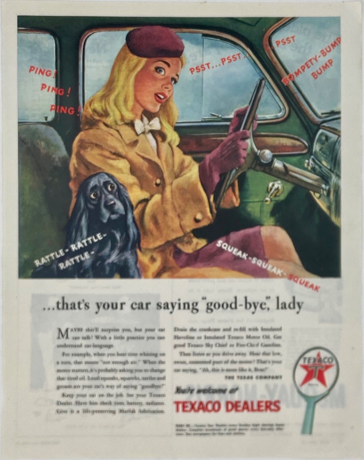Original 1944 Texaco AD: That's Your Car Saying Bye Lady, Women's ...