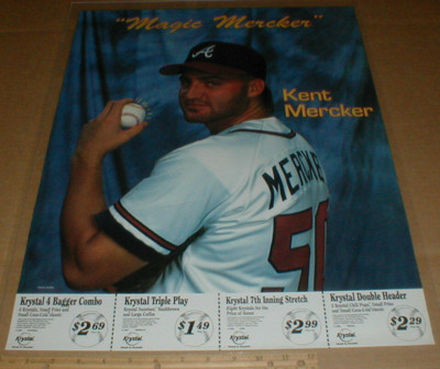 vtg lot x3 Atlanta Braves Baseball Brian Hunter , Pena Kent Mercker ...