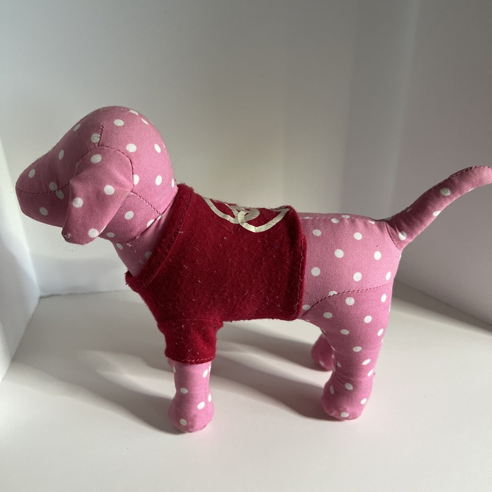 Victoria’s Secret VS Pink Dog Stuffed Animal White Polka dots, Red ...