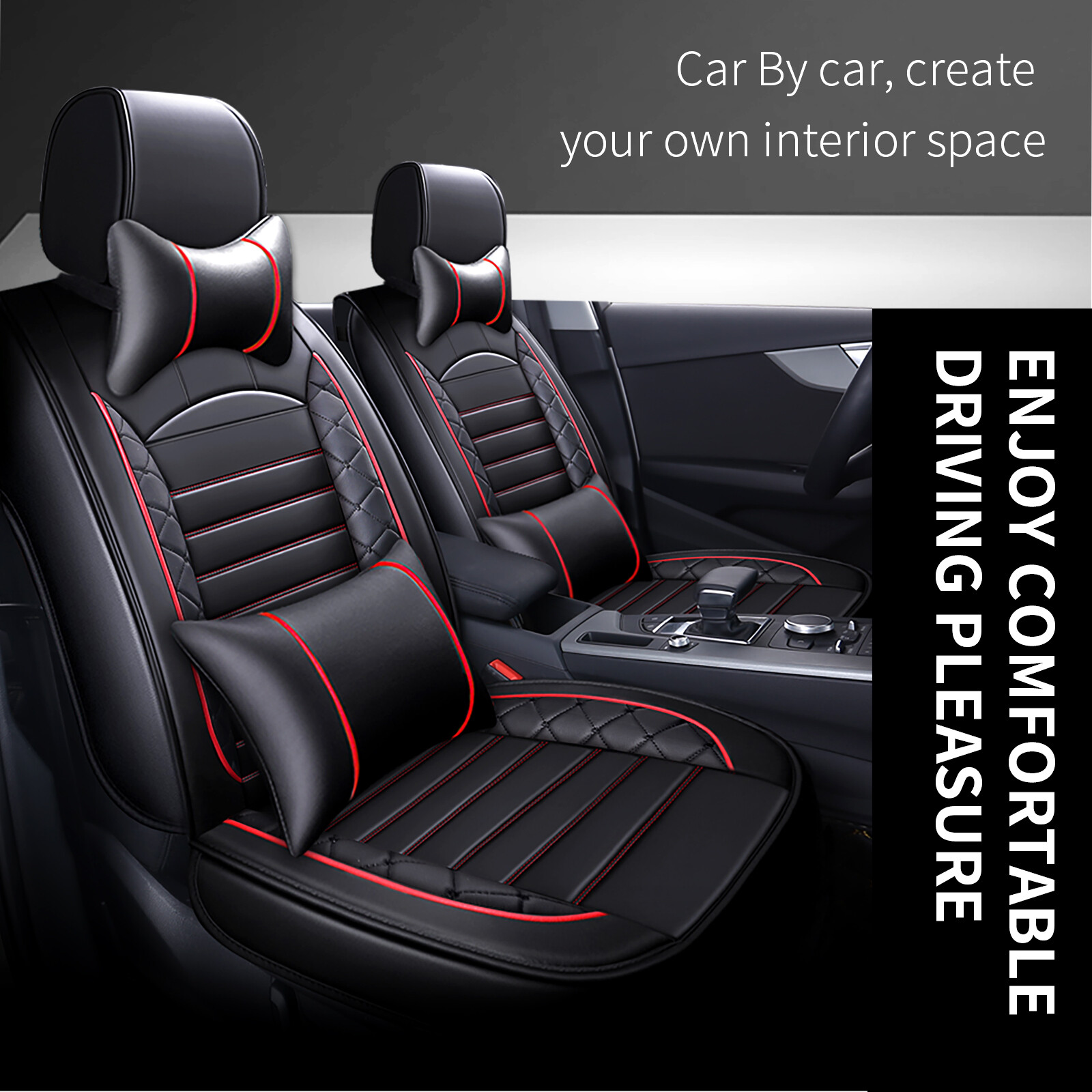 For Infiniti G37 Q50 Sedan Full Black PU Leather Front Rear Cushion 5 ...