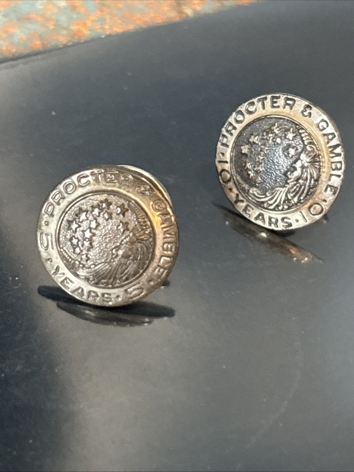 Proctor & Gamble 5 & 10 Year Company Service Lapel Pins - Sterling ...