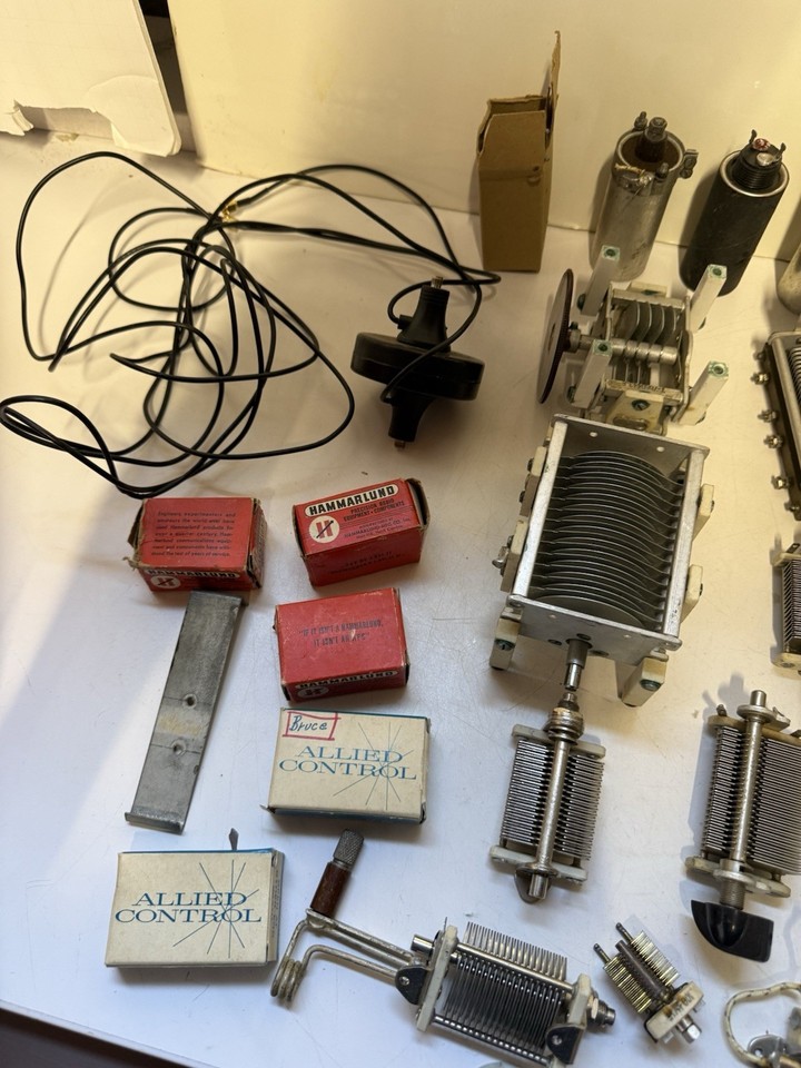 Vintage Variable Capacitor & Electronics Components Lot Ham Tube Radio ...