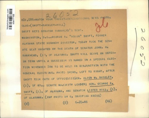 1946 Press Photo George Swift will serve interim term as a Senator of ...