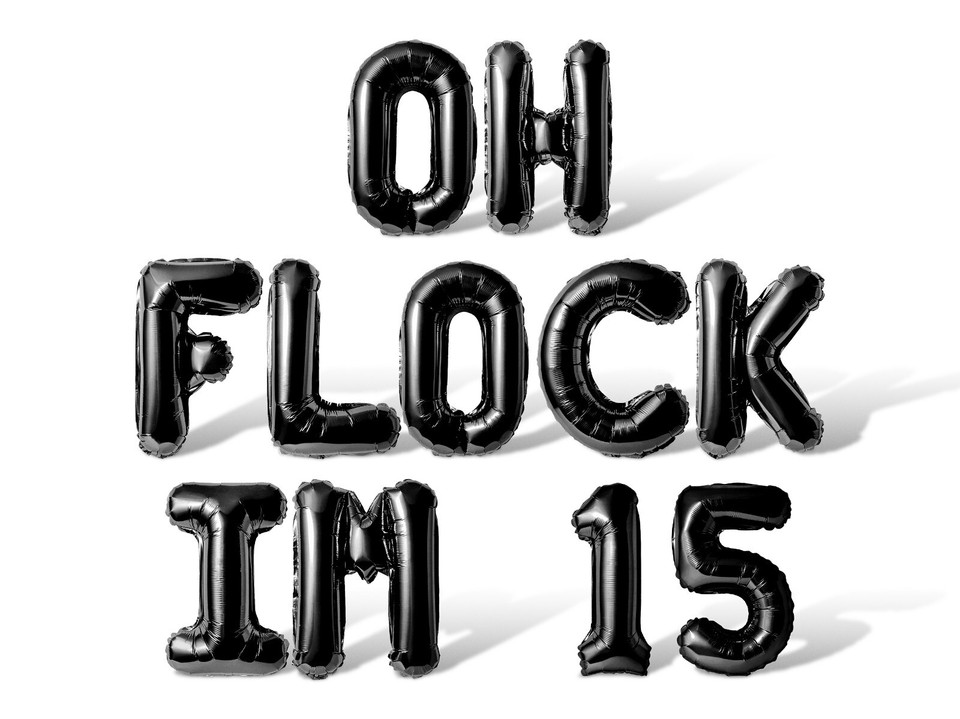 OH FLOCK IM 15 Letter Balloon Banner - 15th Birthday Party Supply ...