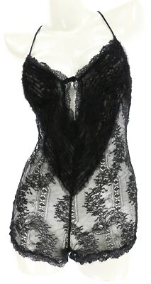 La Perla 242076 Womens Relax fit Sleeveless Floral Lace Romper Black ...