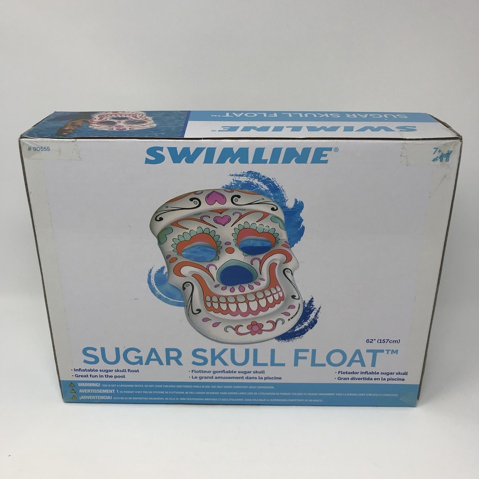 Swimline Giant Inflatable Sugar Skull Float Swimming Pool Island Raft ...