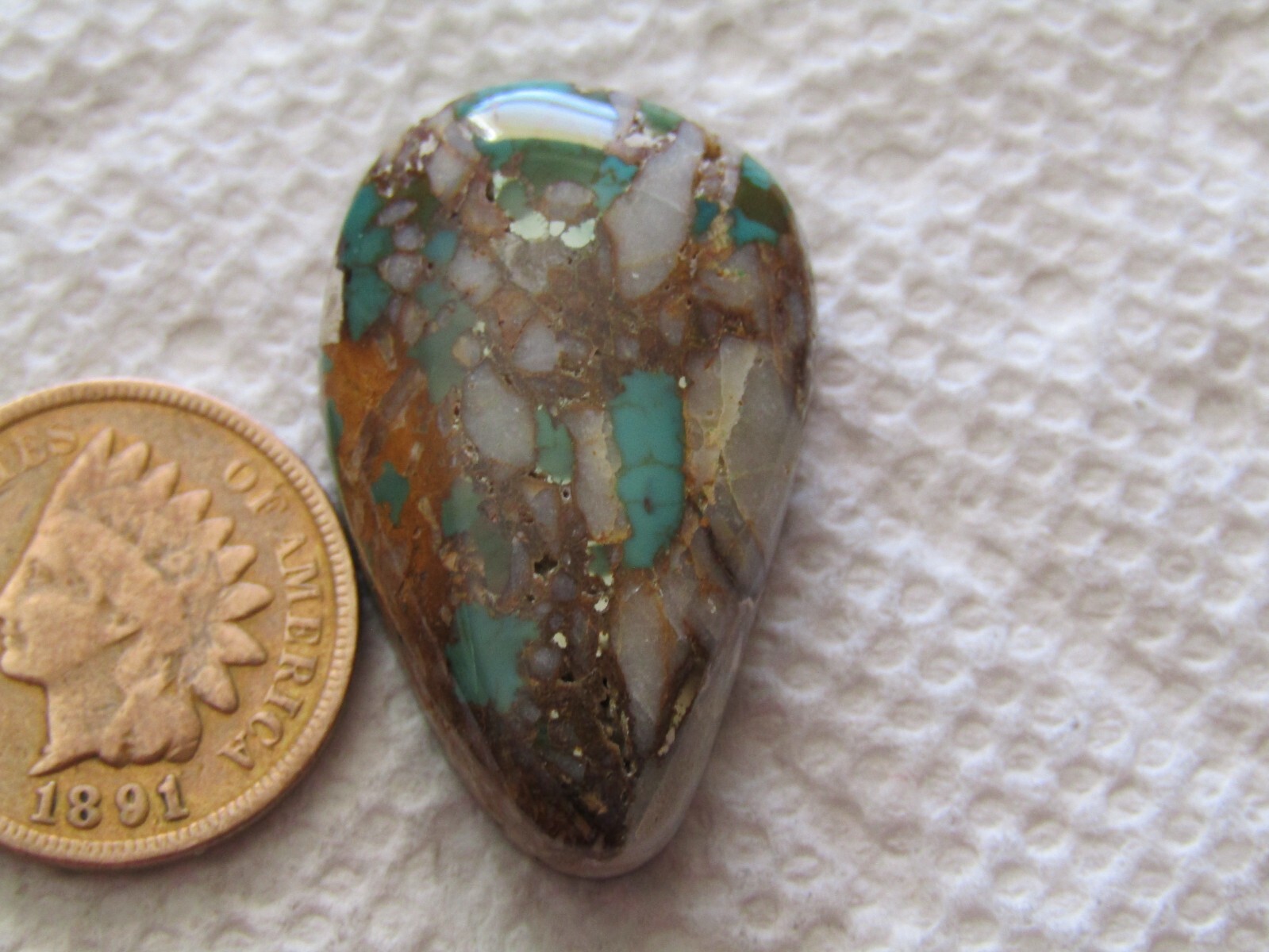 Ribbon Boulder Turquoise Cab 35 carat Cabochon Royston Number 8 Pilot ...