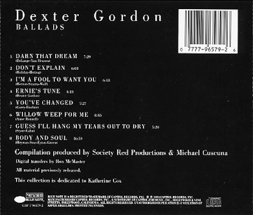 DEXTER GORDON: Ballads [CD] Blue Note, Freddie Hubbard, Donald Byrd ...