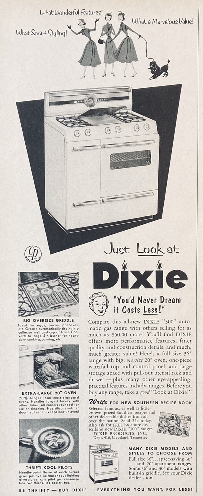 1956 AD(XH8)~DIXIE PRODUCTS, INC. CLEVELAND, TENN. DIXIE “300 ...