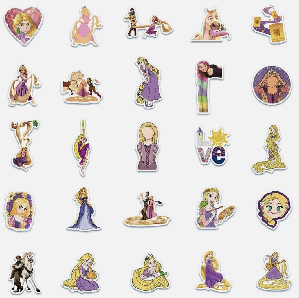 LOT of 10 TANGLED RAPUNZEL character stickers Flynn Rider Gothel Thug ...