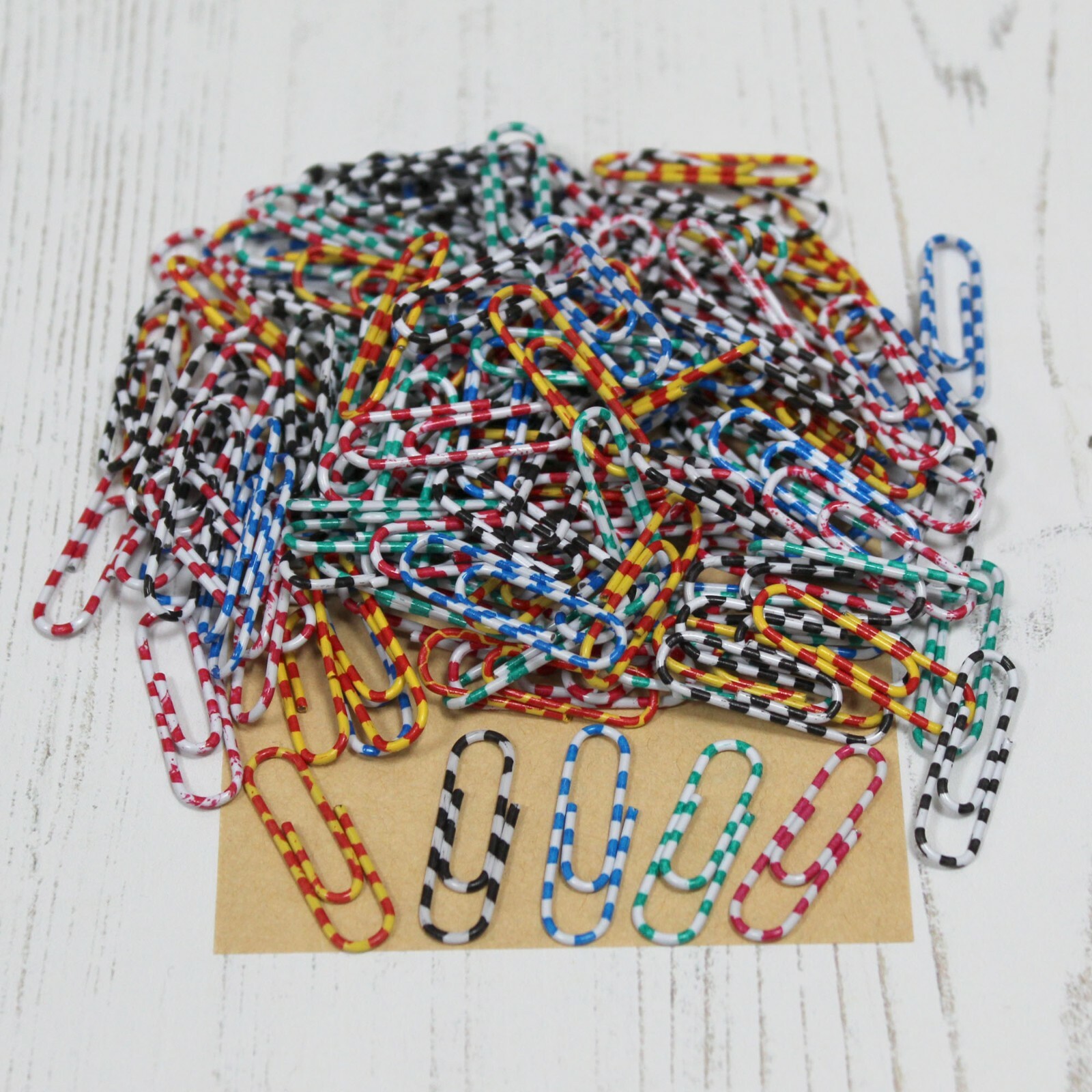 Zebra Paper Clips 28mm Stripy Assorted Coloured Clips x50 and Multi Bag ...