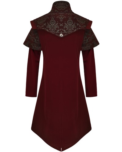 Devil Fashion Mens Long Gothic Coat Jacket Red Velvet Damask Steampunk ...