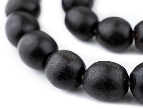 Round Ebony Wood Beads Long Strand 18mm Mali African Black Large Hole ...