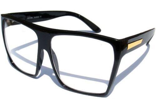 OVERSIZE LARGE BIG Clear Lens Eye Glasses Squared Design Vintage Style ...