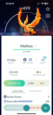 Pokémon Shiny Galarian Moltres size XXS - PTCs 0r Trade - GO Read ...