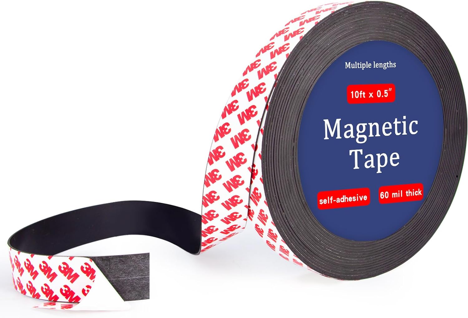 10 Feet X1/2 in Magnetic Tape Strips Roll with 3M Adhesive Backing ...