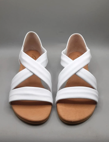 Pinaz Leather Cross-Over Strap Mini-Wedge Espadrille Sandals, White, US ...
