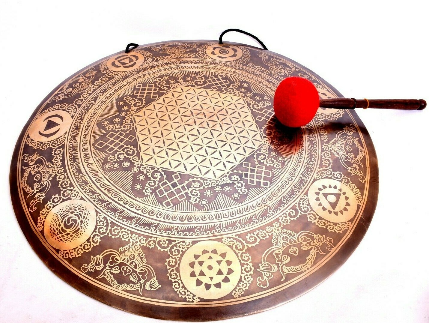 22" Deep Vibration Gong-Sound Therapy Gong-Handmade Gong-Flower of Life ...