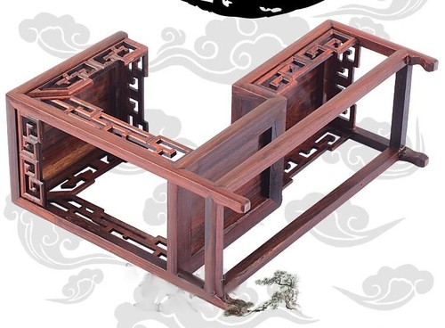 Rosewood High Low Rack Art Craft Stand Bonsai Stone Vase Plant Display ...