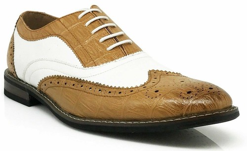 Parrazo Men Dress Shoes Wingtip Oxford 2-tone Leather Lined Lace Up ...