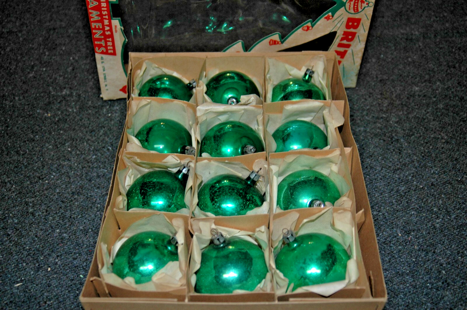 32 Vintage Shiny Brite Glass Christmas Ornaments in 3 Original Boxes | eBay