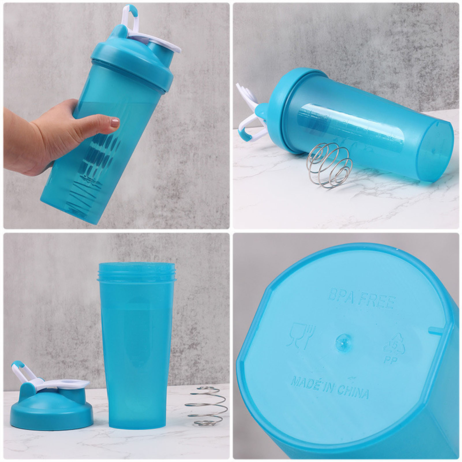 600ml Shaker Ball Sport Bottle Cup GYM Protein Supplement Drink Blender ...