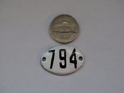 VINTAGE ENAMEL PORCELAIN TIN SIGN PLATE NUMBER 794 super small size ...